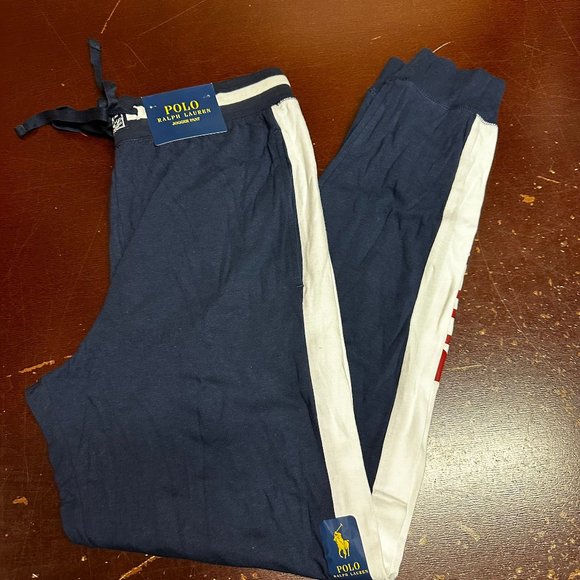 Polo Ralph Lauren | Pants | Polo Ralph Lauren Mens Blue Elastic Waist Logo Tapered Leg Jogger ...